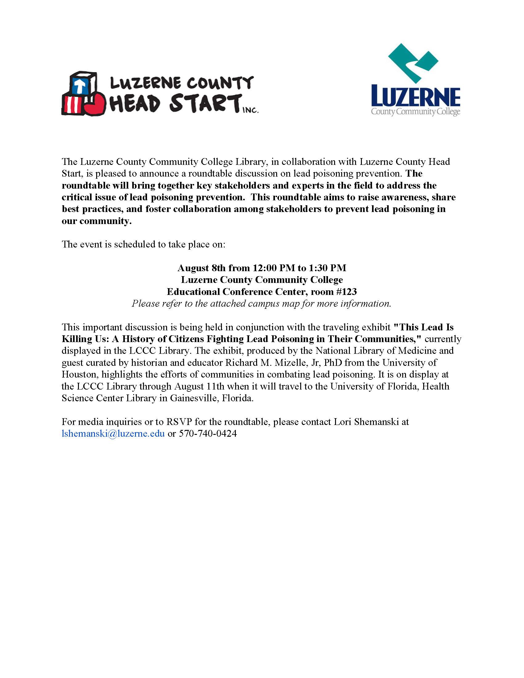 Head Start & LCCC To Host Talk on Lead Poisoning Prevention - Luzerne ...